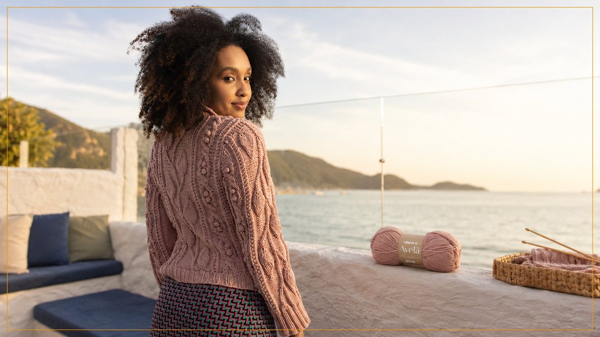 Blusa Julieta de Tricô com Lã Avelã Círculo – Receita com Gráfico